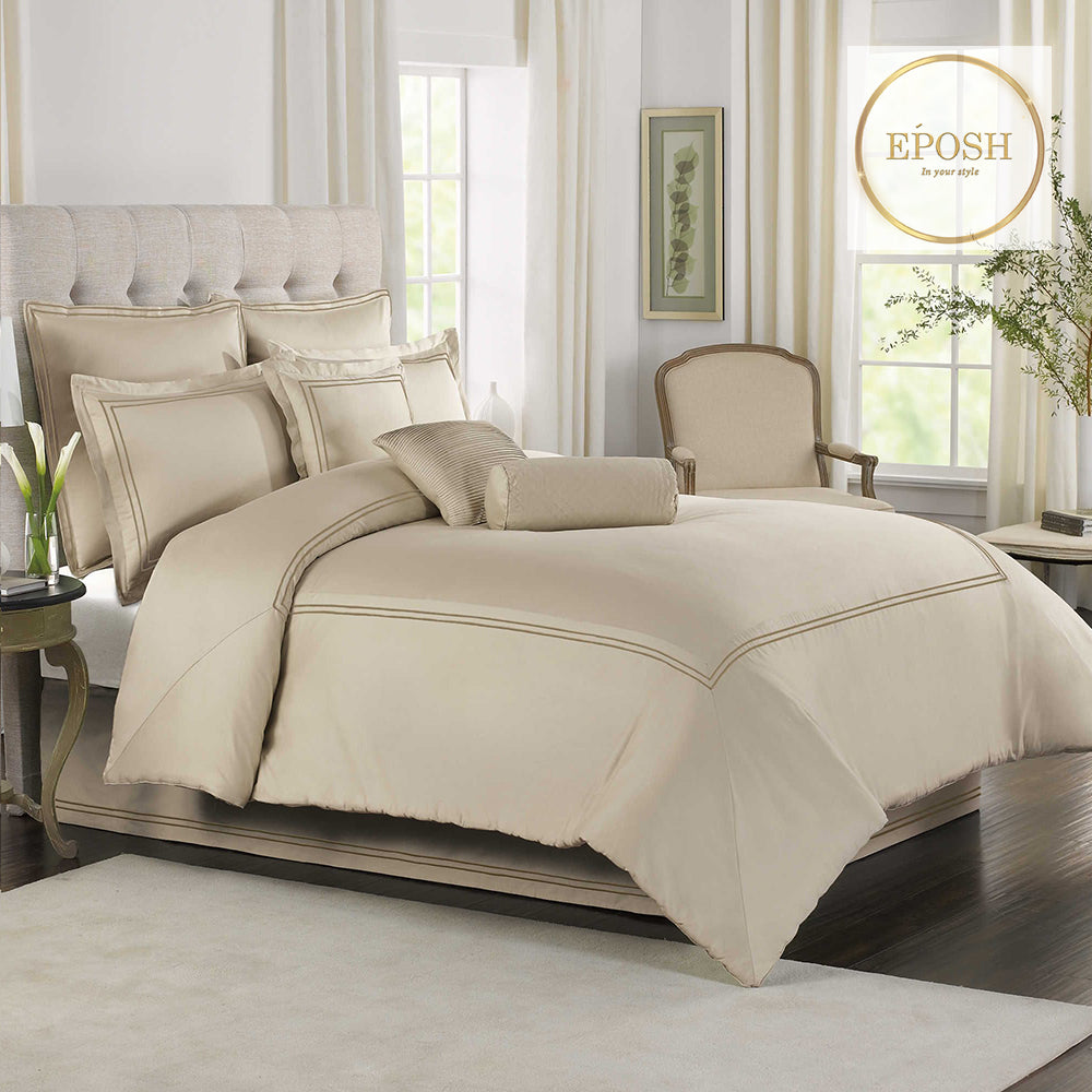 Beige Duvet Set With Brown Double Baratta Stitch – eposh.pk